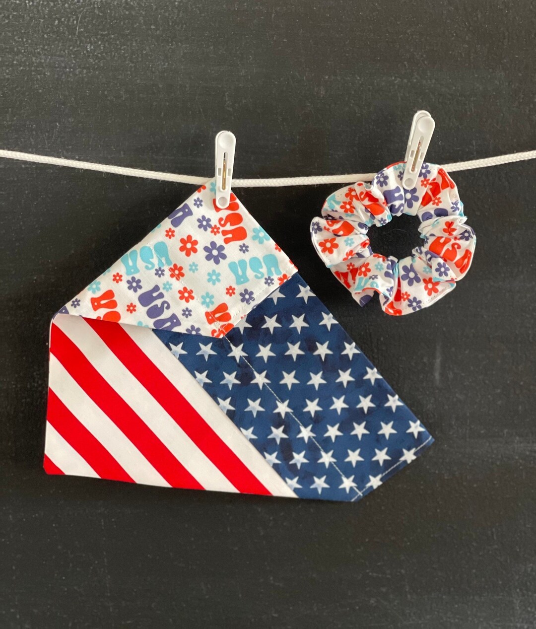 Patriotic Dog Bandana, USA Flag Reversible, Over the Collar,american ...