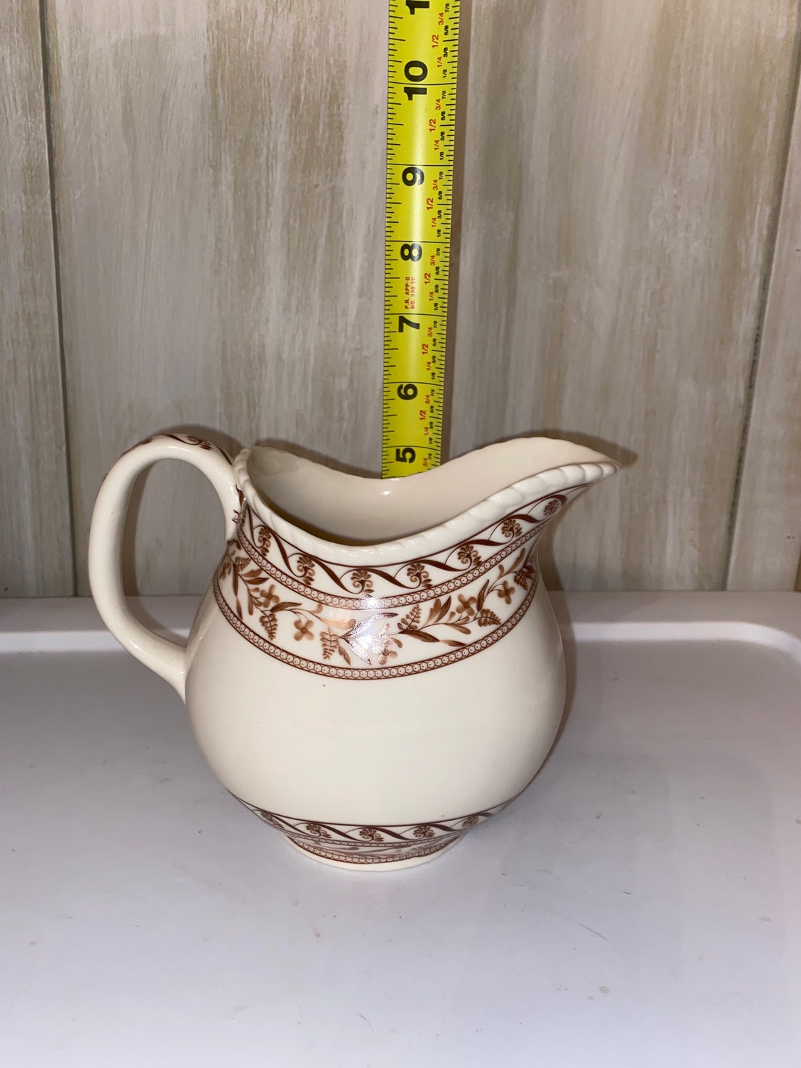 Vintage I Godinger & Co off White Pitcher With Brown Floral | Etsy
