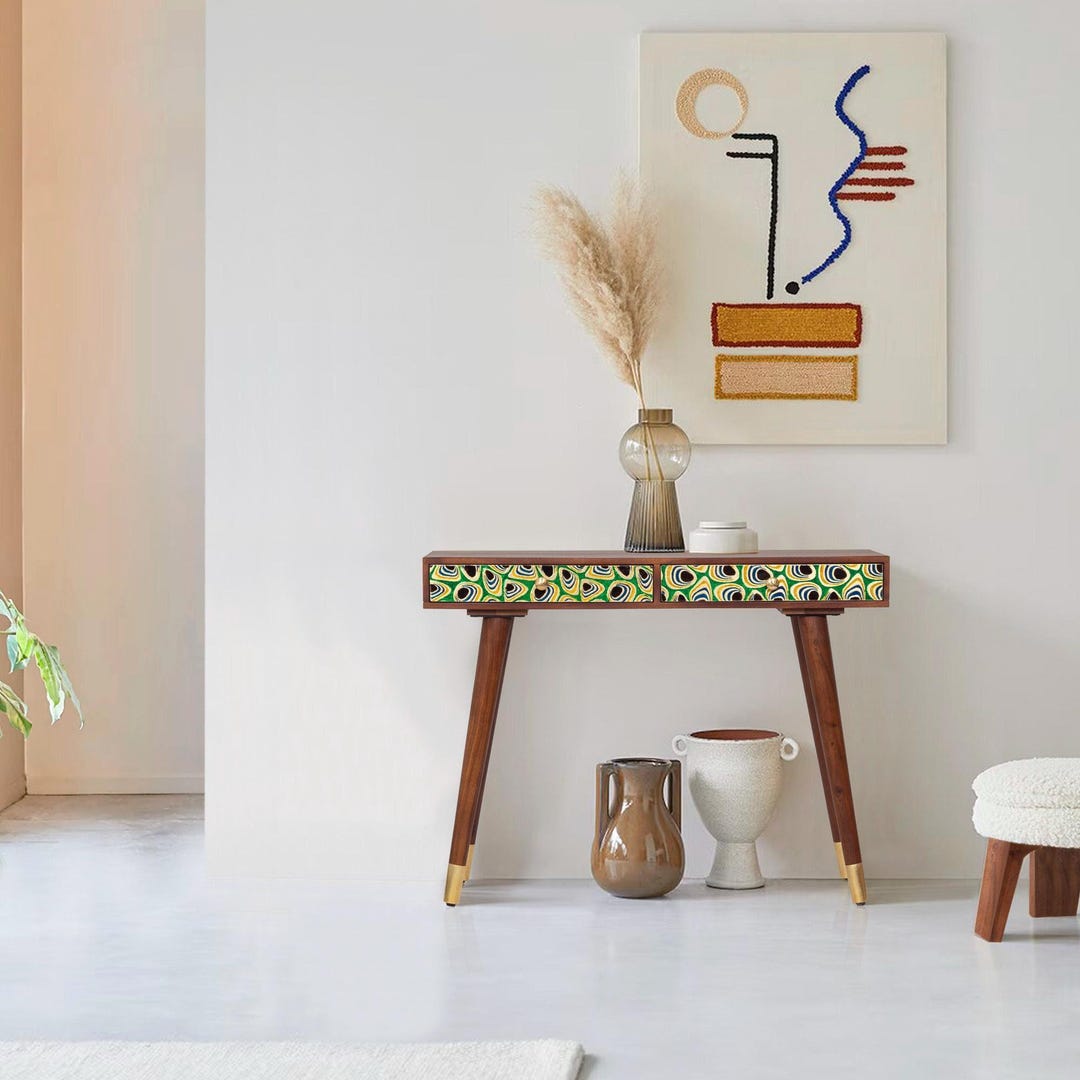 Peacock Feather Console Table, Handcrafted Wood, Sustainable Home Decor ...