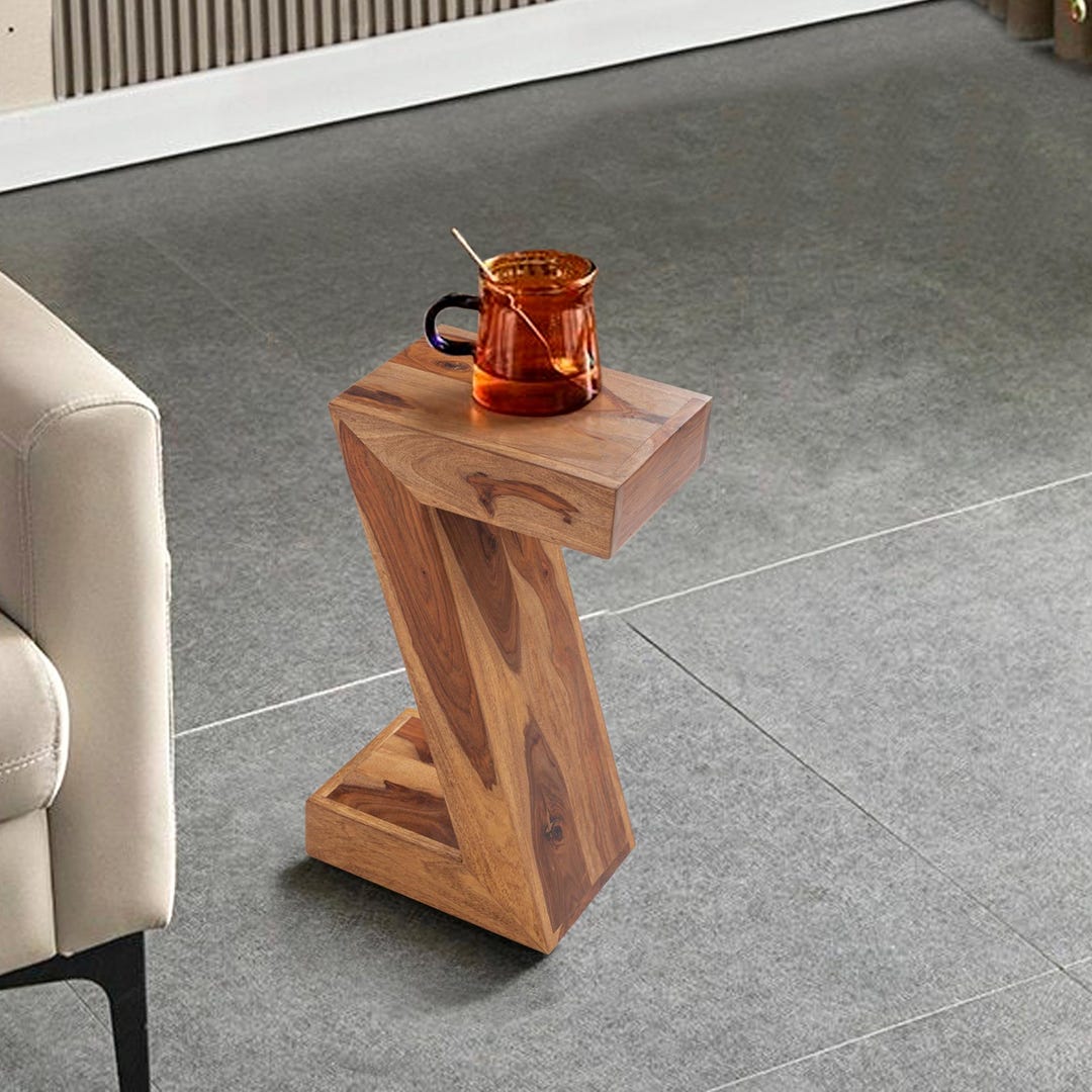 Z Shape Solid Wood Side Table - Etsy