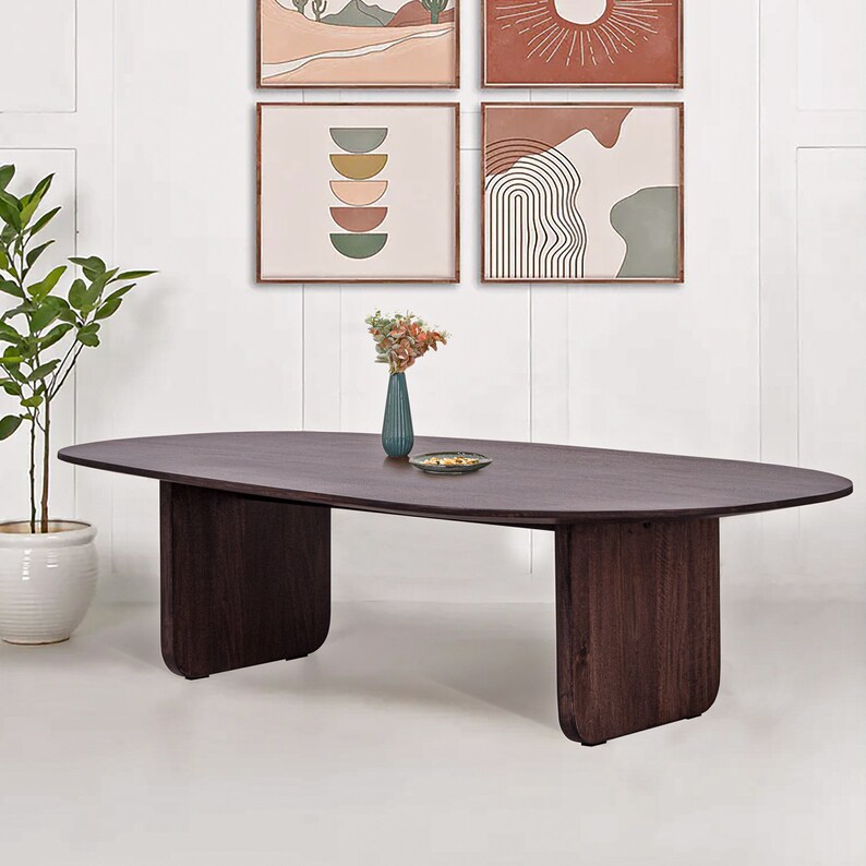 Organic Shape Modern Coffee Table – Black / Light Walnut Mango Wood ...