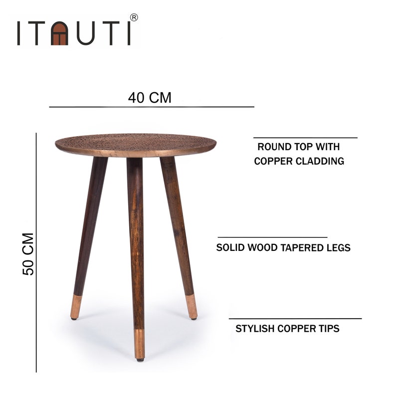 Hammered Copper Side Table: Mid-century Modern Accent Table - Etsy