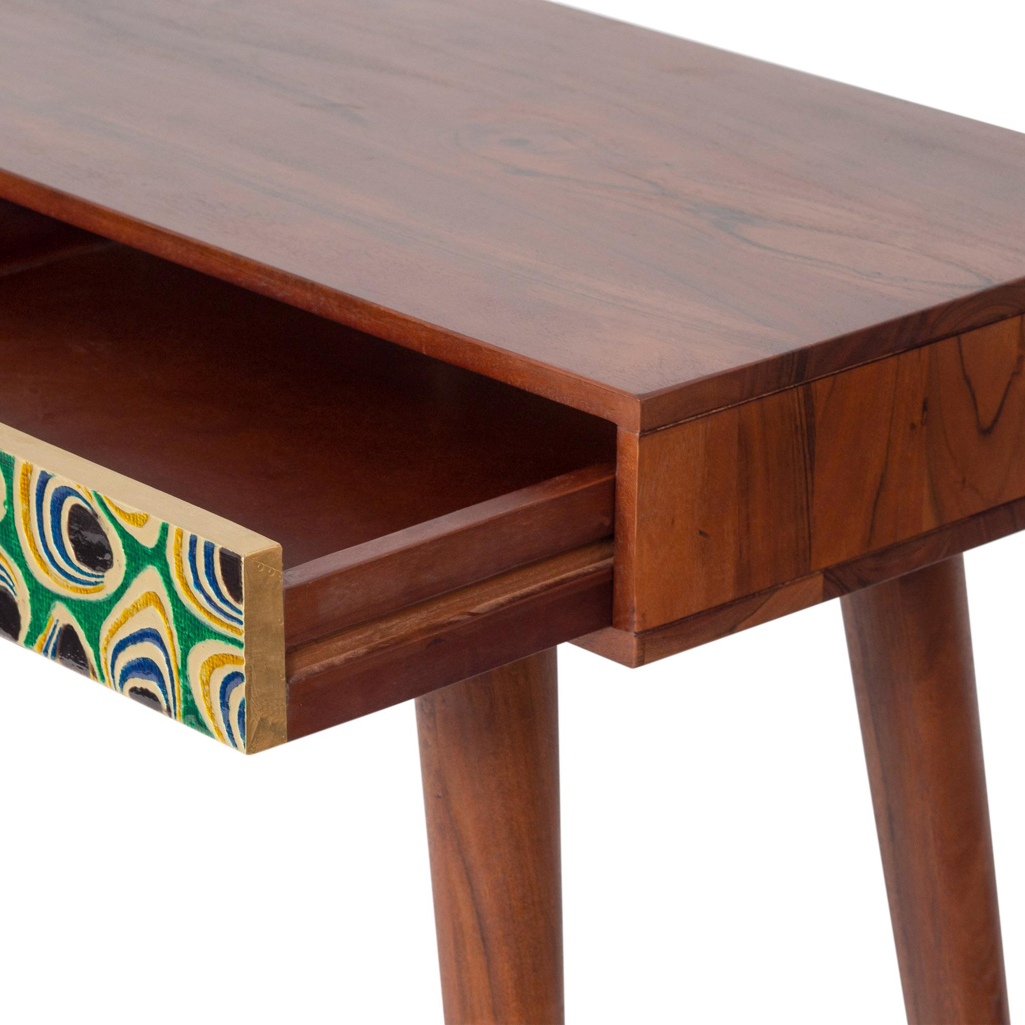 Peacock Feather Console Table, Handcrafted Wood, Sustainable Home Decor ...