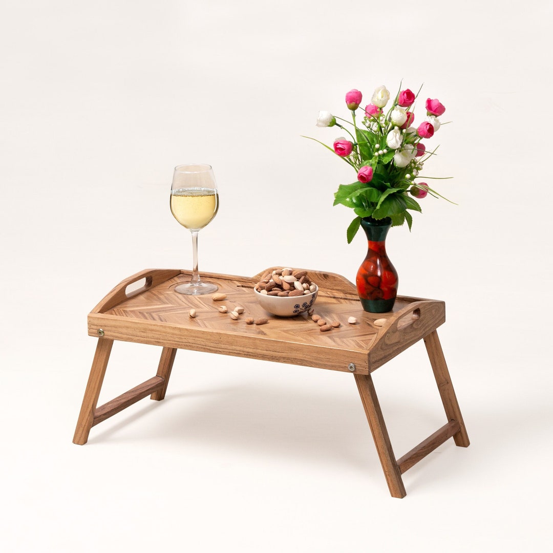 Foldable Wooden Tray Table Rustic and Modern Side Table - Etsy