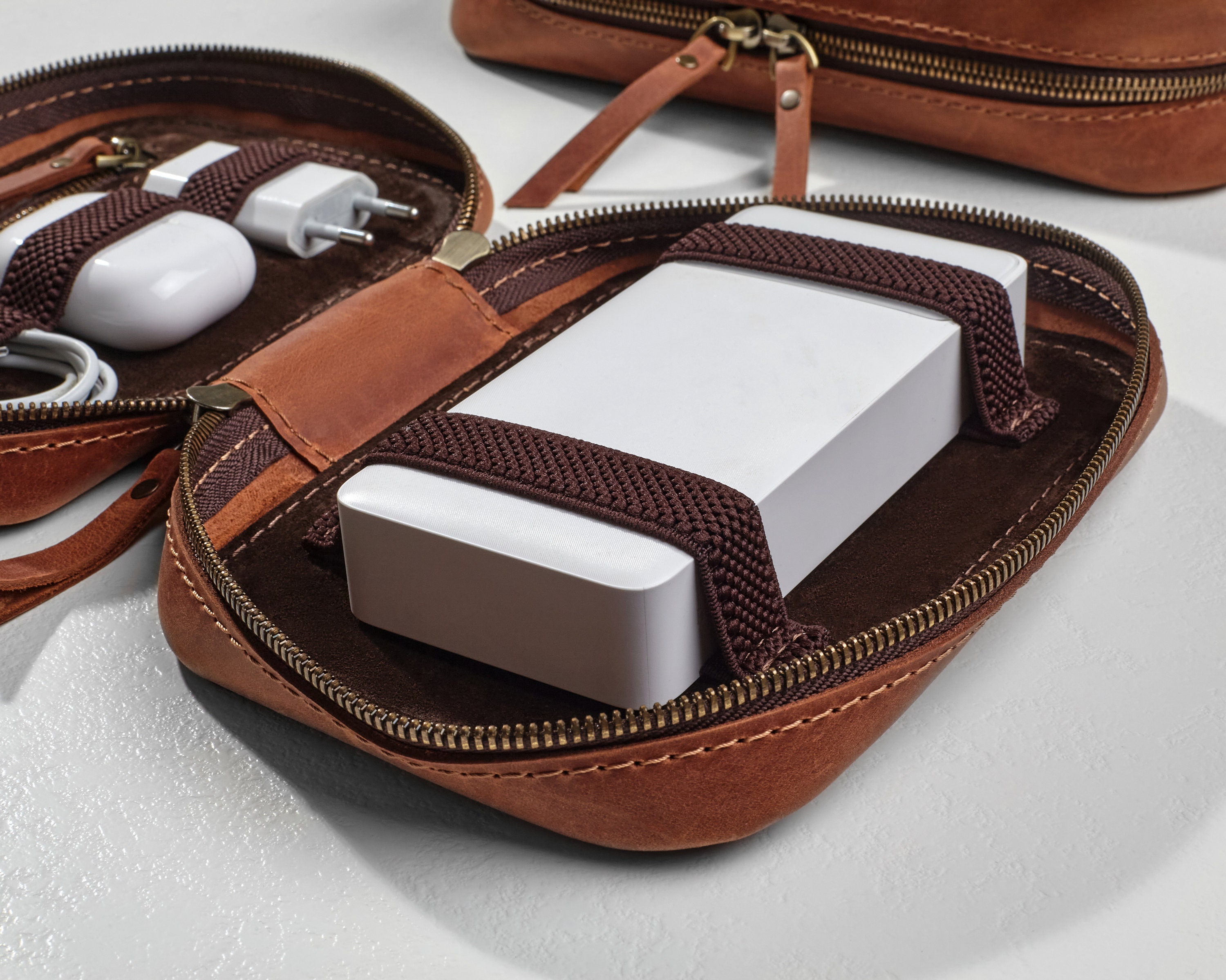 Leather Charger Case, MacBook Cable Bag, Cable Organizer Gift Cord ...