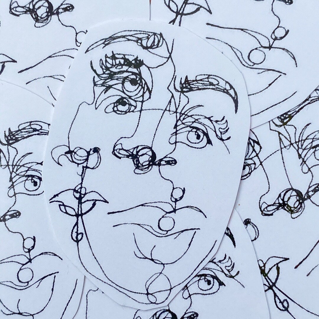 The Continuous Contour Face Stickers - Etsy