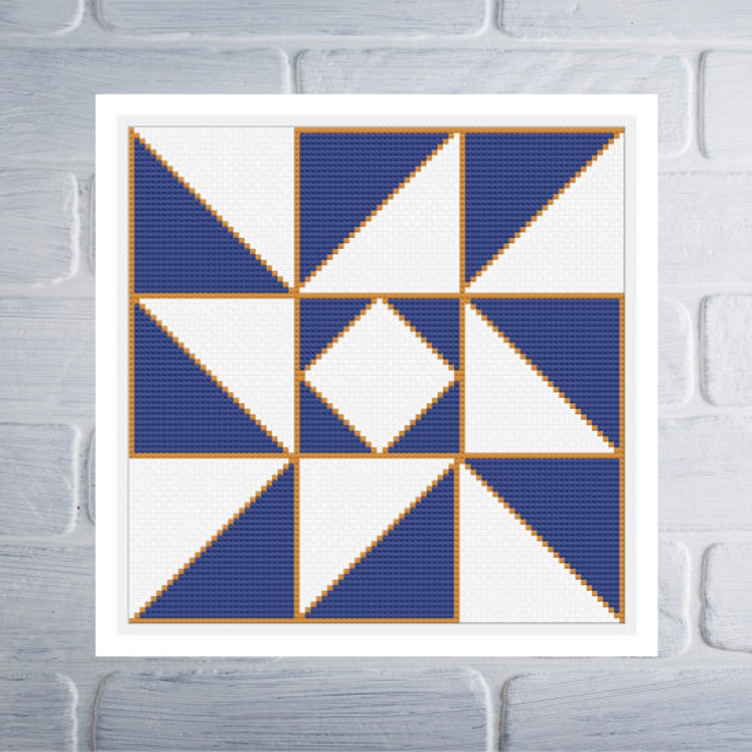 Indiana Puzzle Cross Stitch Quilt Block, Geometric Pattern, Modern ...