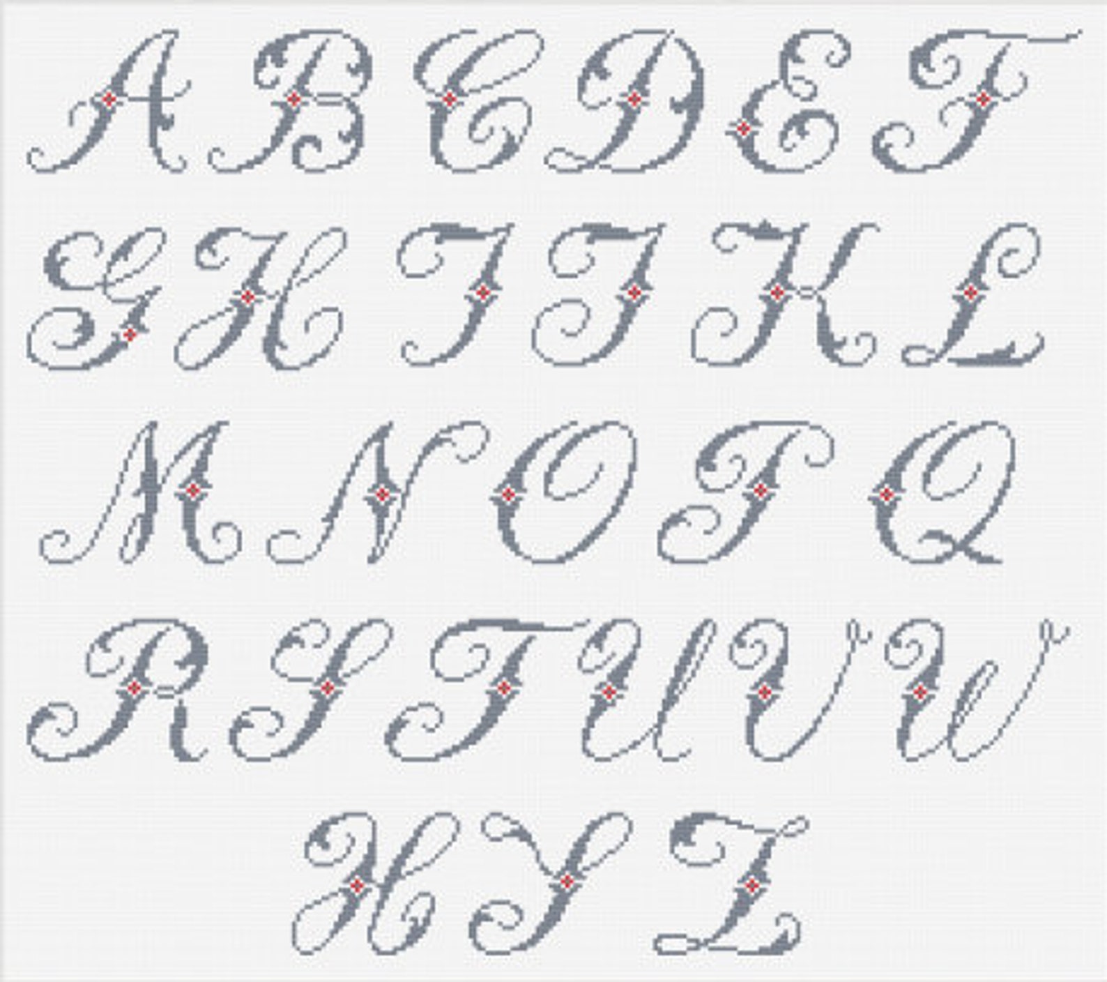 Cursive Alphabet Cross Stitch Pattern Medium Sized Decorative - Etsy UK