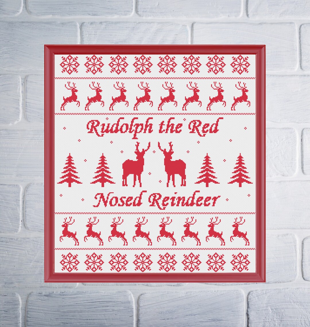 Rudolph the Red Nosed Reindeer Cross Stitch Sampler Pattern ...