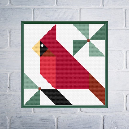 Red Cardinal Cross Stitch Pattern Quilt Block Cross Stitch Chart Kits ...