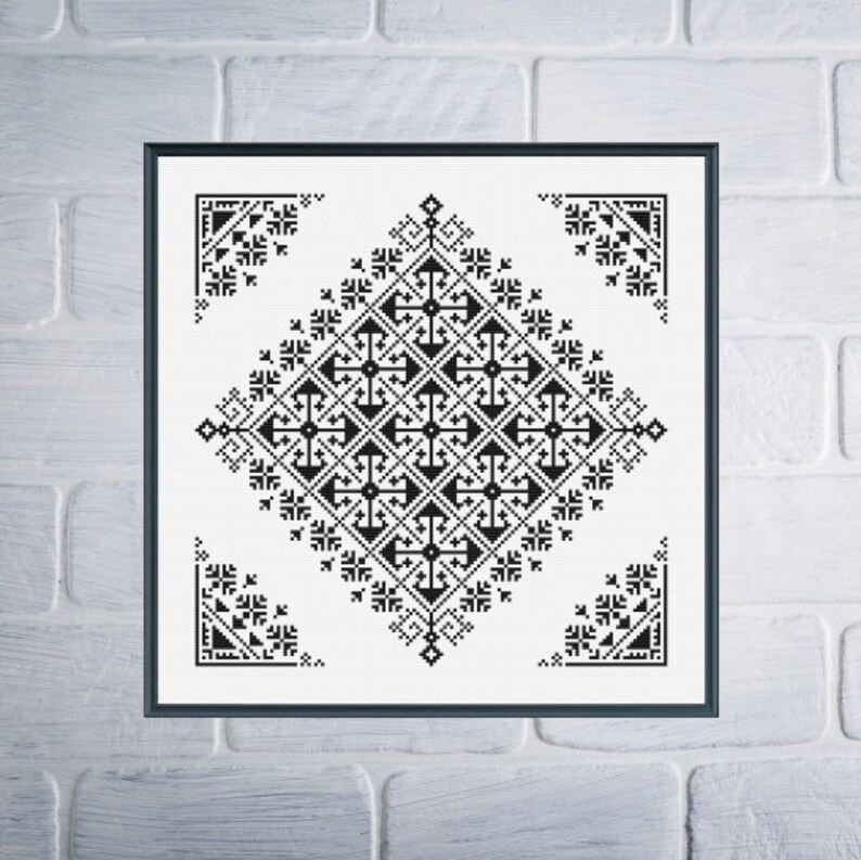 Monochromatic Slavic Cross Stitch Pattern Geometric Modern - Etsy