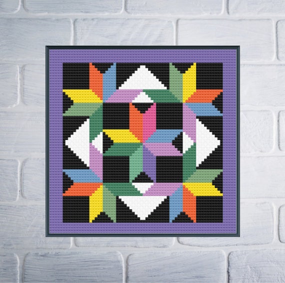 Cross Stitch Quilt Block Geometric Pattern Modern Cross | Etsy