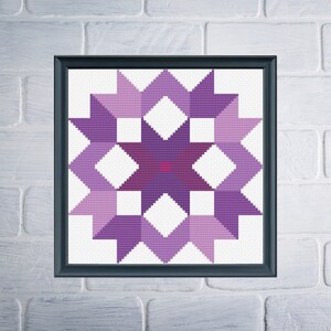 Purple Quilt Block Cross Stitch Pattern, Modern Geometric Carpenter ...
