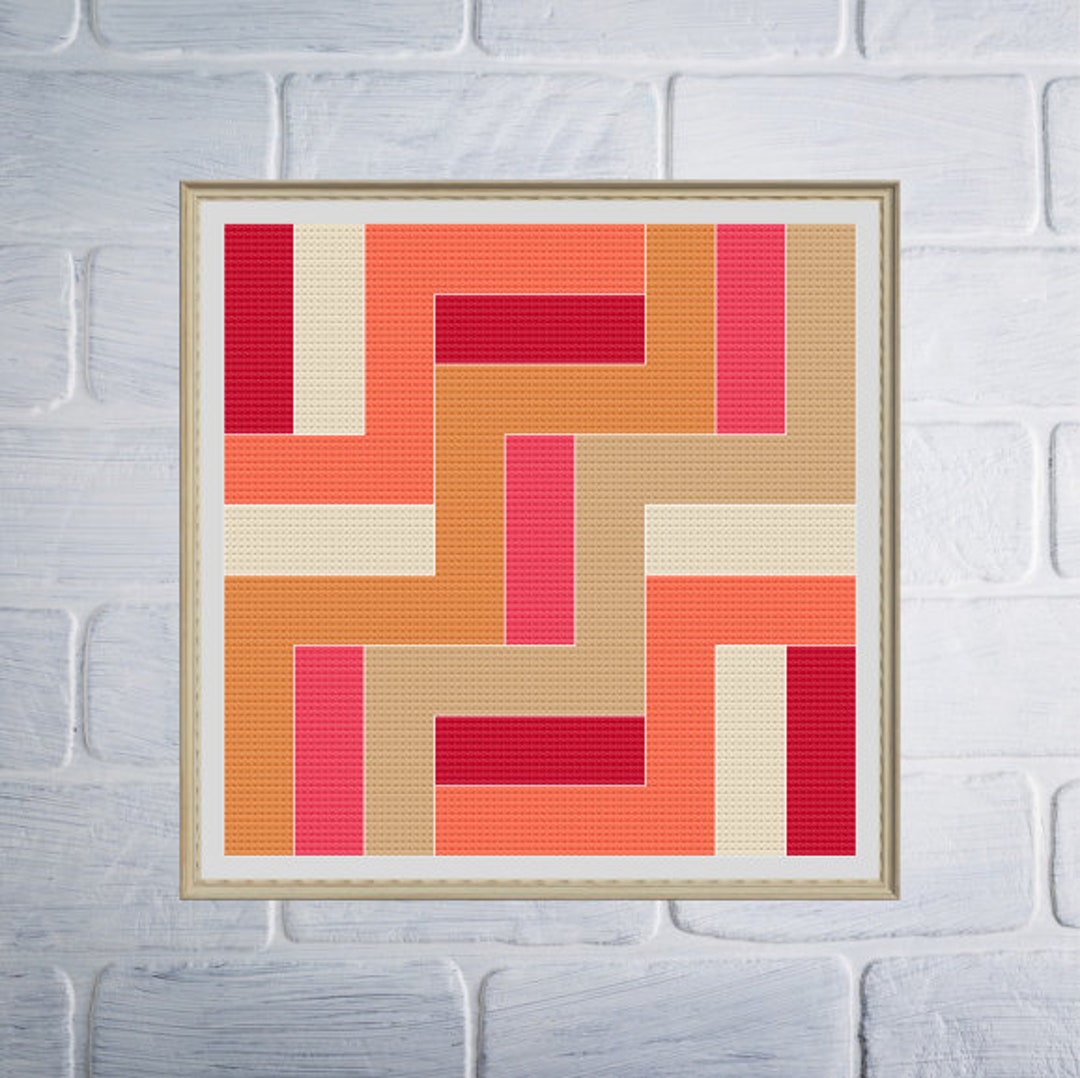 Cross Stitch Quilt Block Housewarming T Cross Stitch Cushion Geometric Pillow Etsy