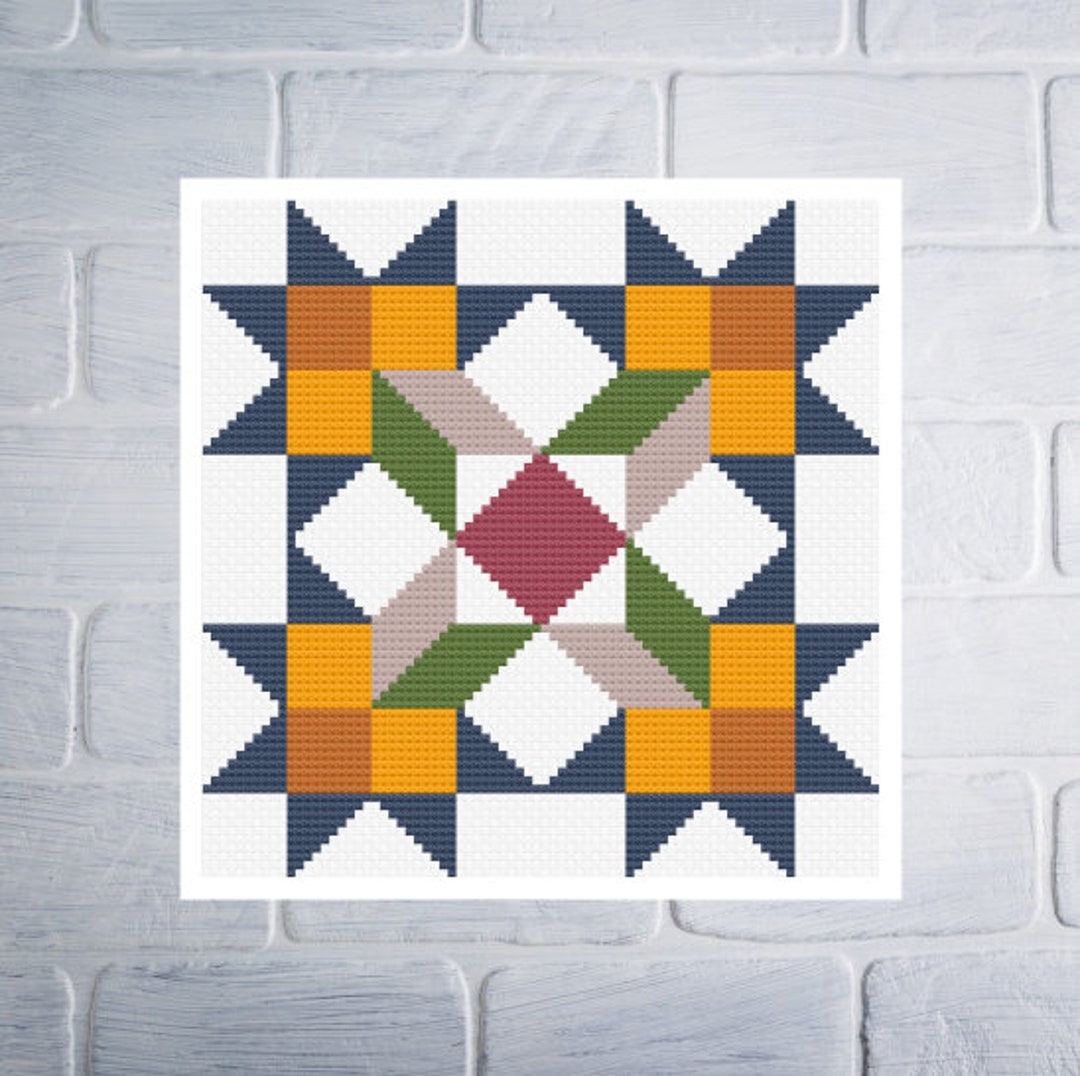 Barn Quilt Block Cross Stitch Pattern PDF, Geometric Pattern, Modern ...
