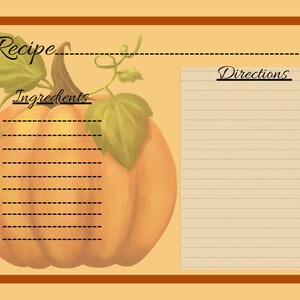 Printable Fall Recipe Cards - Etsy