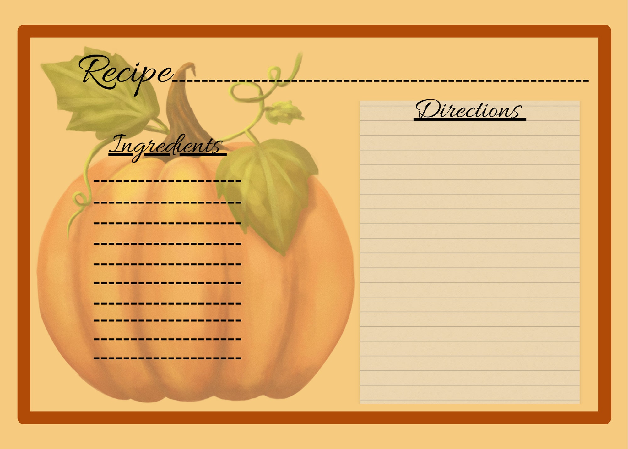 Printable Fall Recipe Cards - Etsy