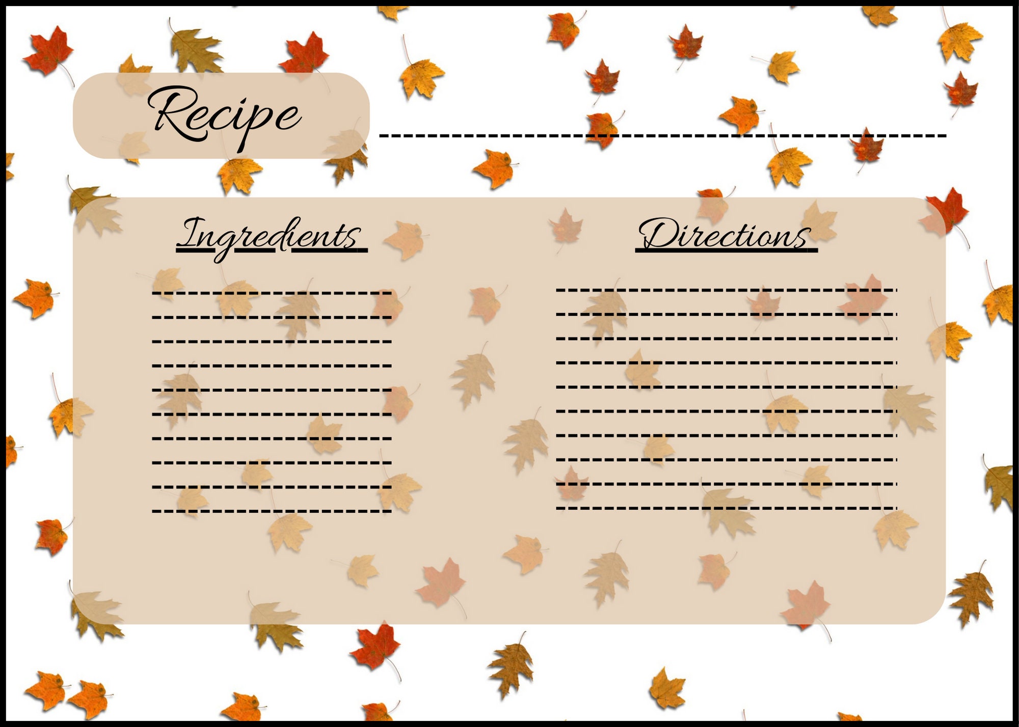 Printable Fall Recipe Cards - Etsy