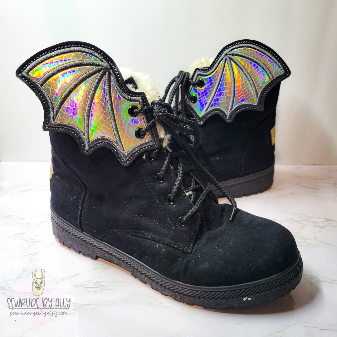 Bat Wings for Boots, Goth Boot Accessory, Embroidered Boot Wings ...