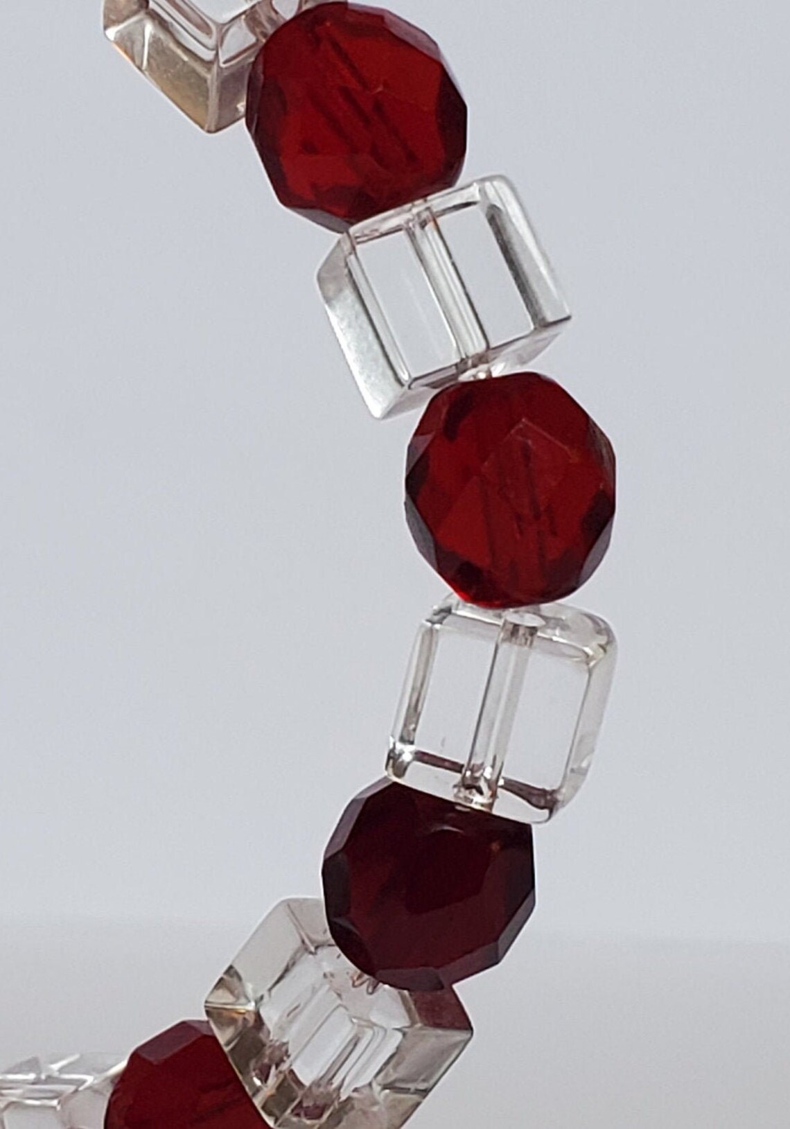 Red & Clear Plastic rubi Cube Handmade Beaded Bracelet - Etsy