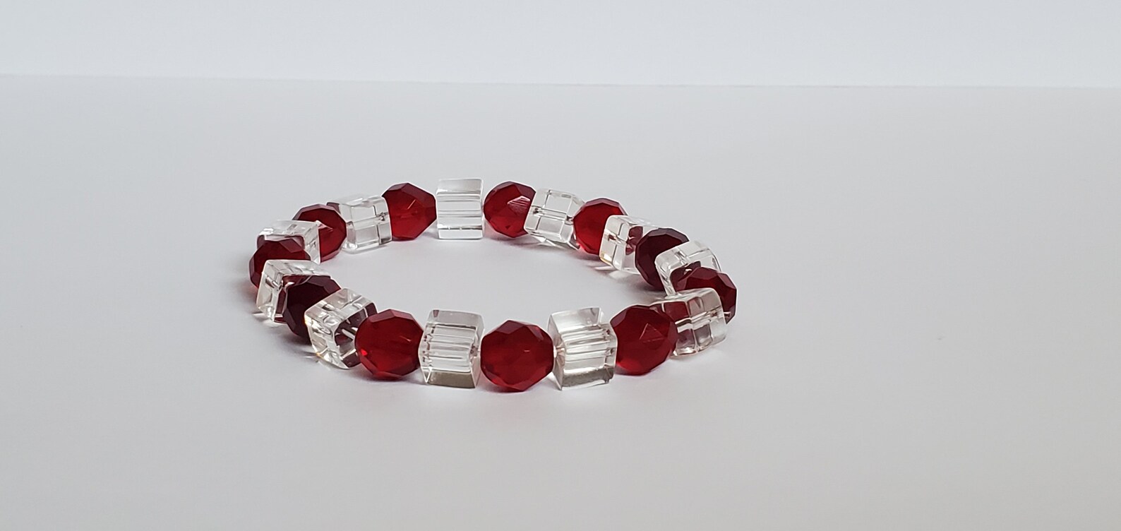 Red & Clear Plastic rubi Cube Handmade Beaded Bracelet - Etsy