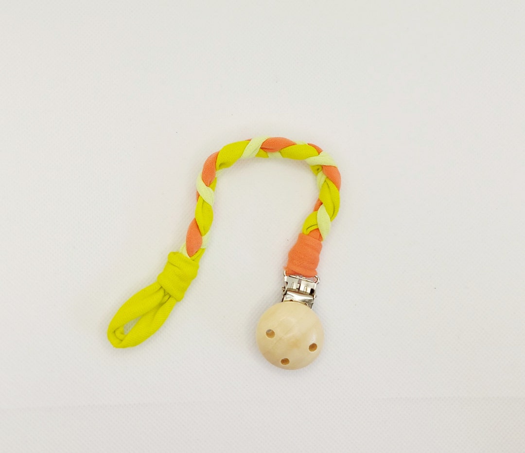 Braided Pacifier Cord, Recycled, Pacifier Chain, Jersey, Yellow, Green ...