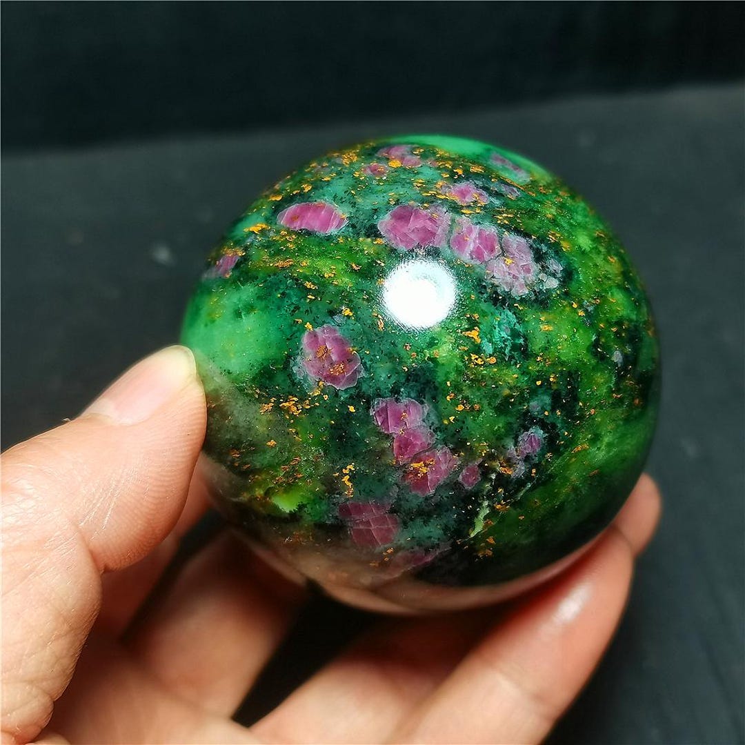 Natural African Emerald Jasper Crystal Ball: Red & Green Healing Stone ...