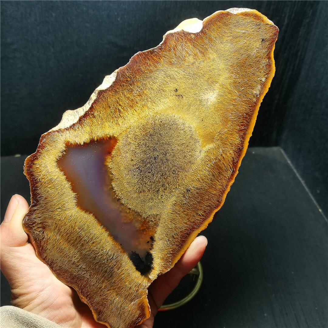 AAA Natural Beautiful Golden Hair Rutilated Quartz Crystal Flat Healing support/healing Agate ...