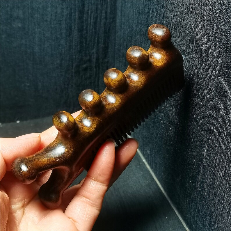 AAA Natural Wood Hand Carved Massage Comb /healing Agate/healing Stone ...