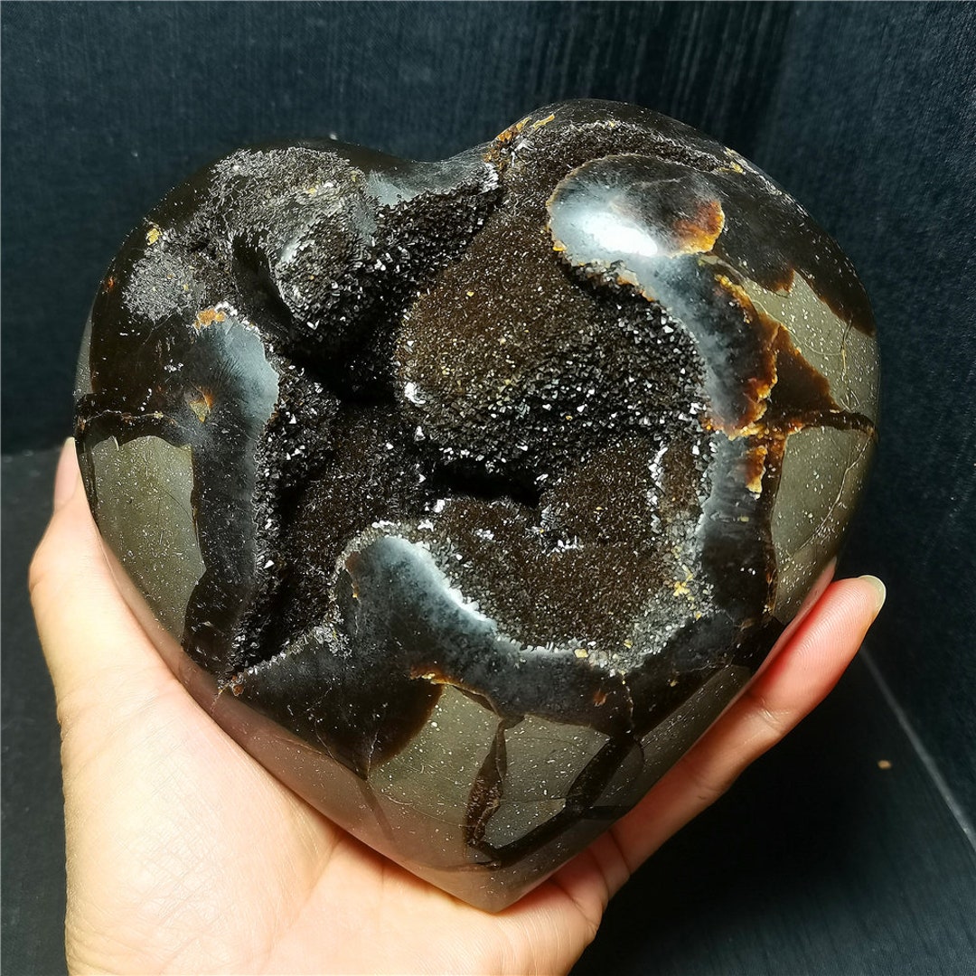 Dragon's Heart Septarian Nodule With Black Calcite Crystals/septarian ...