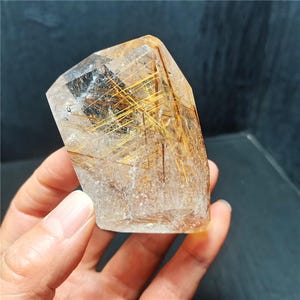 Rare Natural Clear Golden Rutilated Inclusions Quartz Gold Needles ...