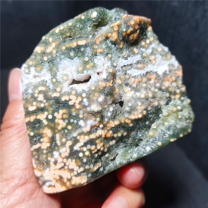 Rare Polished Orbicular Ocean Jasper Palm Stone: Chakra Reiki ...