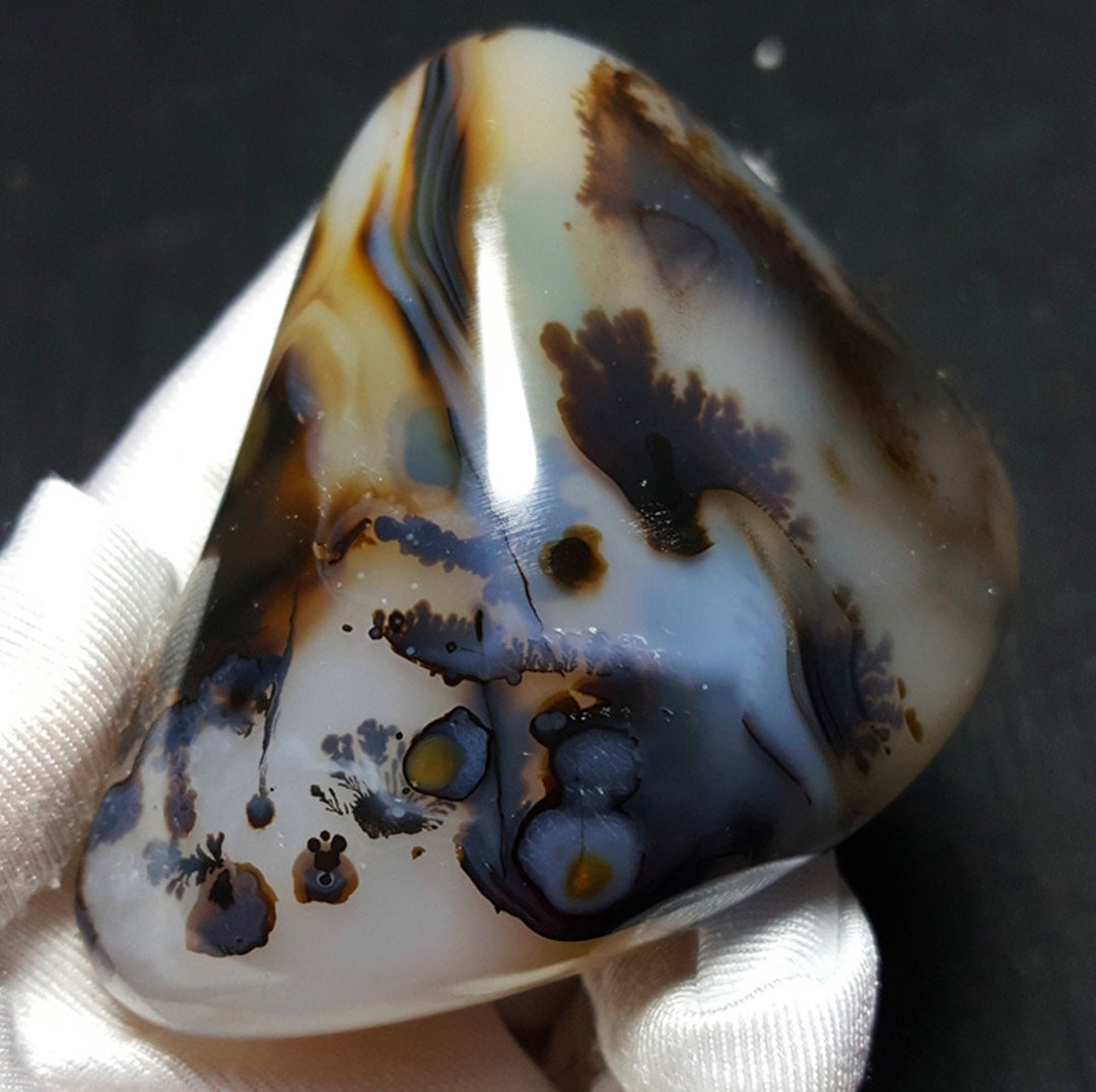 AAA Natural Aquatic Plant Agate Banded Crystal Polished Pendant Palm ...