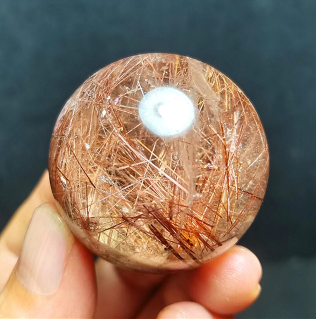 Rutilated Quartz Crystal Ball: Copper Needles Specimen, 40mm - Etsy