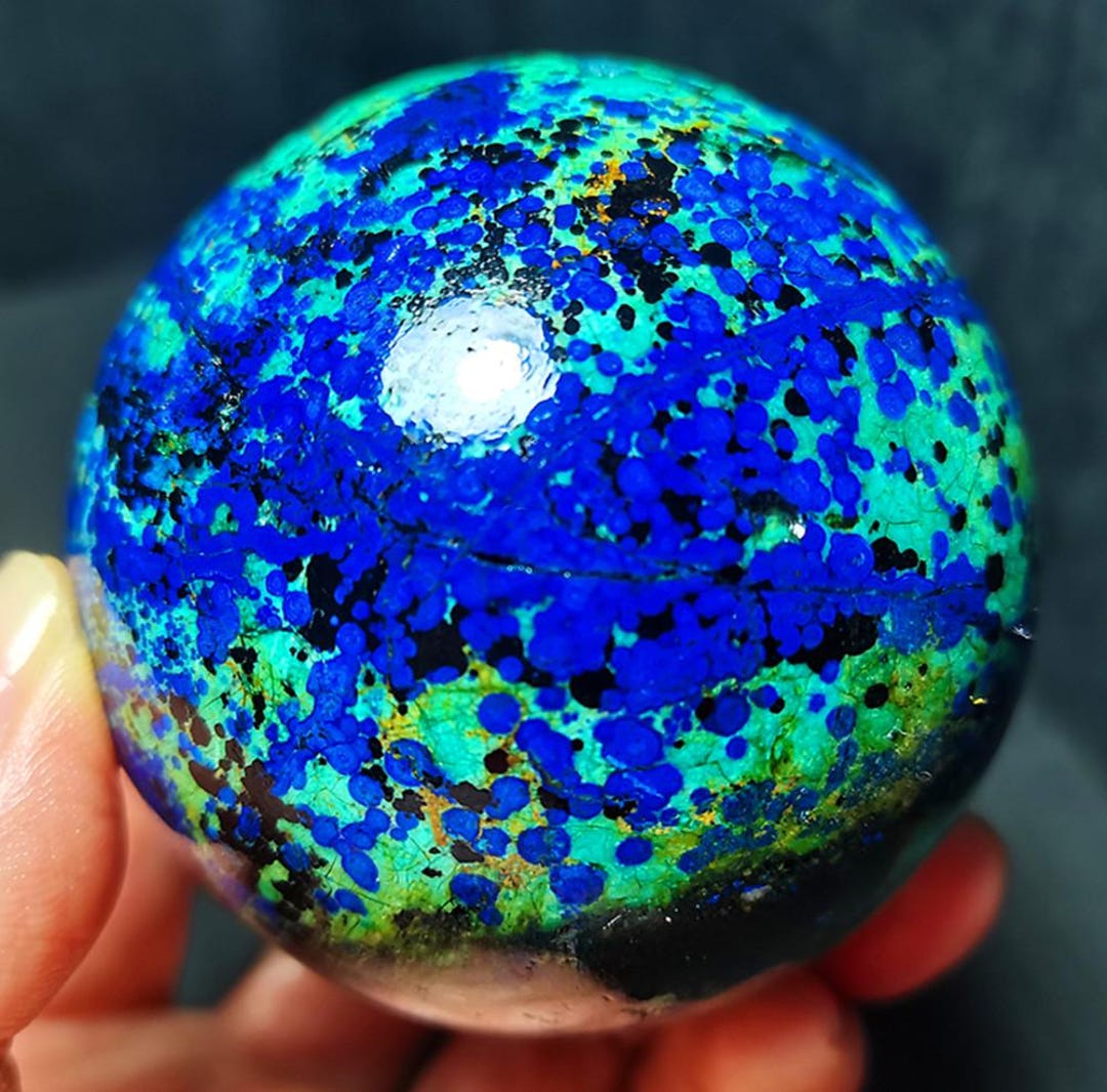 Blue Malachite Azurite Crystal Ball, Healing Stone, 65mm - Etsy