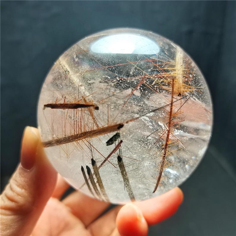 Rutilated Quartz Crystal Ball: Natural Tourmaline Specimen, 71mm - Etsy UK