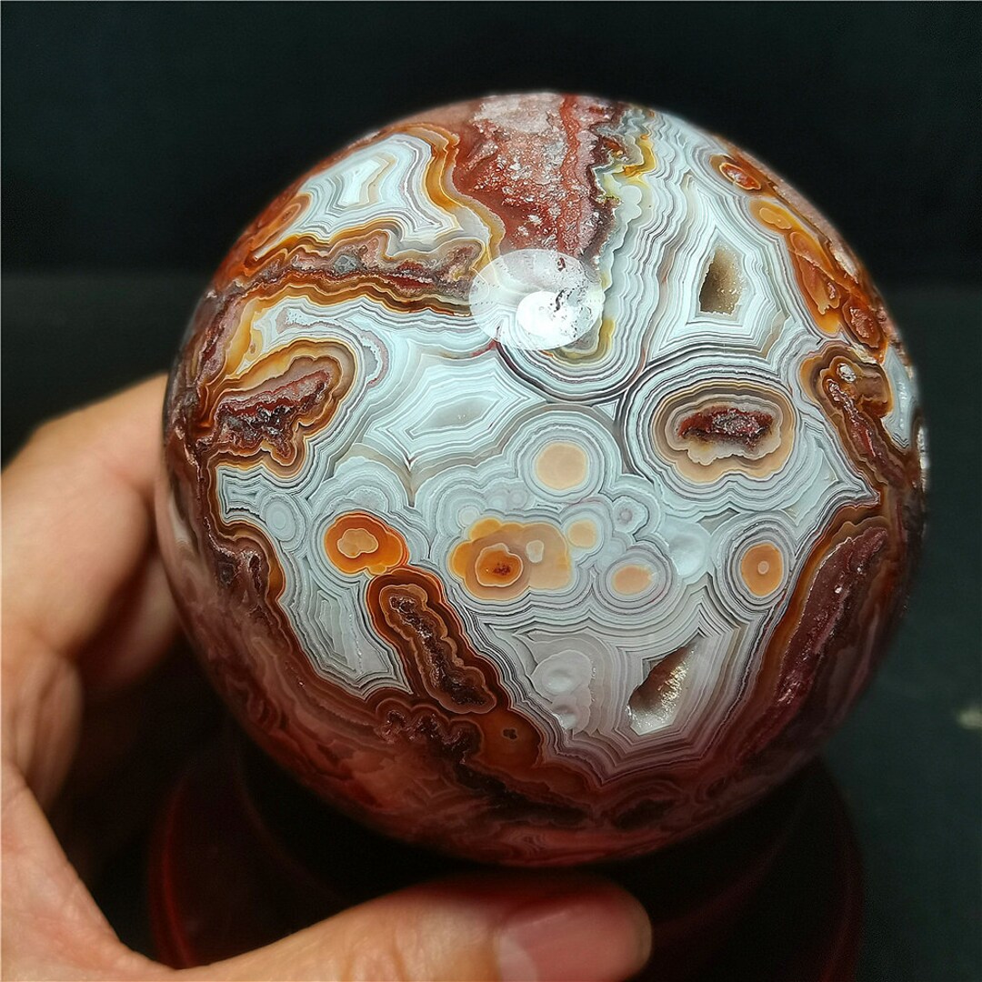 AAA Natural Polished Mexico Banded Agate Crystal Sphere Ball Healing ...