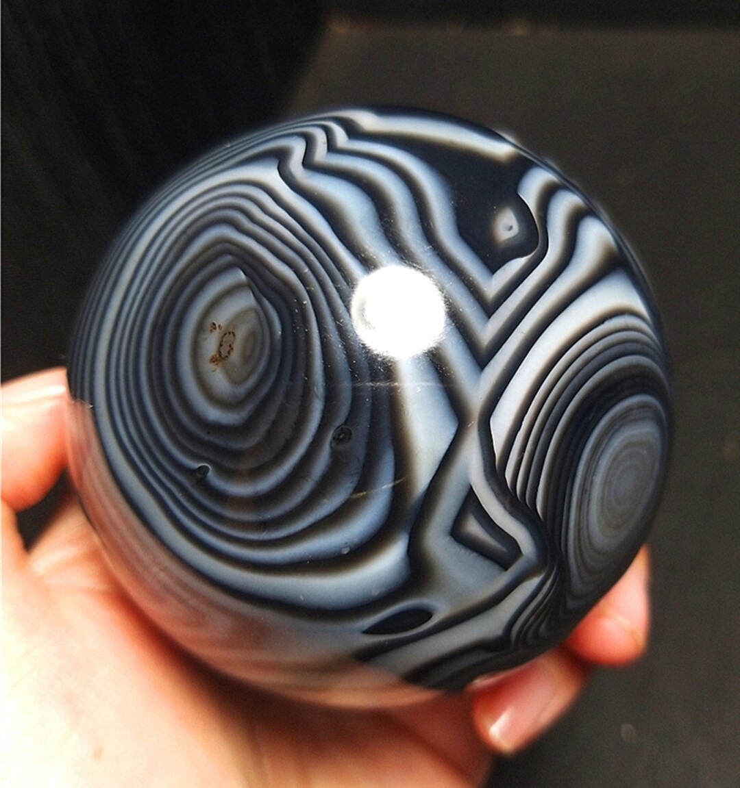 AAA Natural Polished Banded Agate Crystal Sphere Ball Healing /palm ...