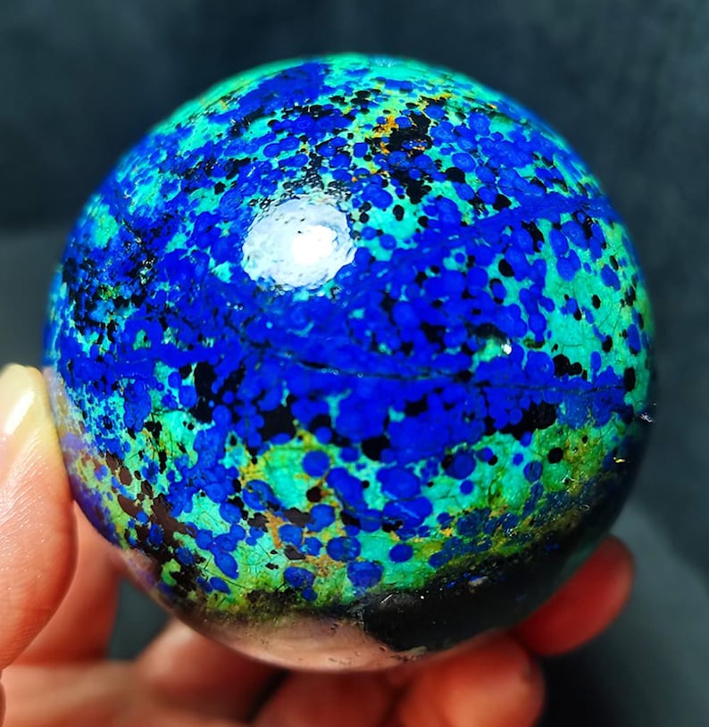 Blue Malachite Azurite Crystal Ball, Healing Stone, 65mm - Etsy