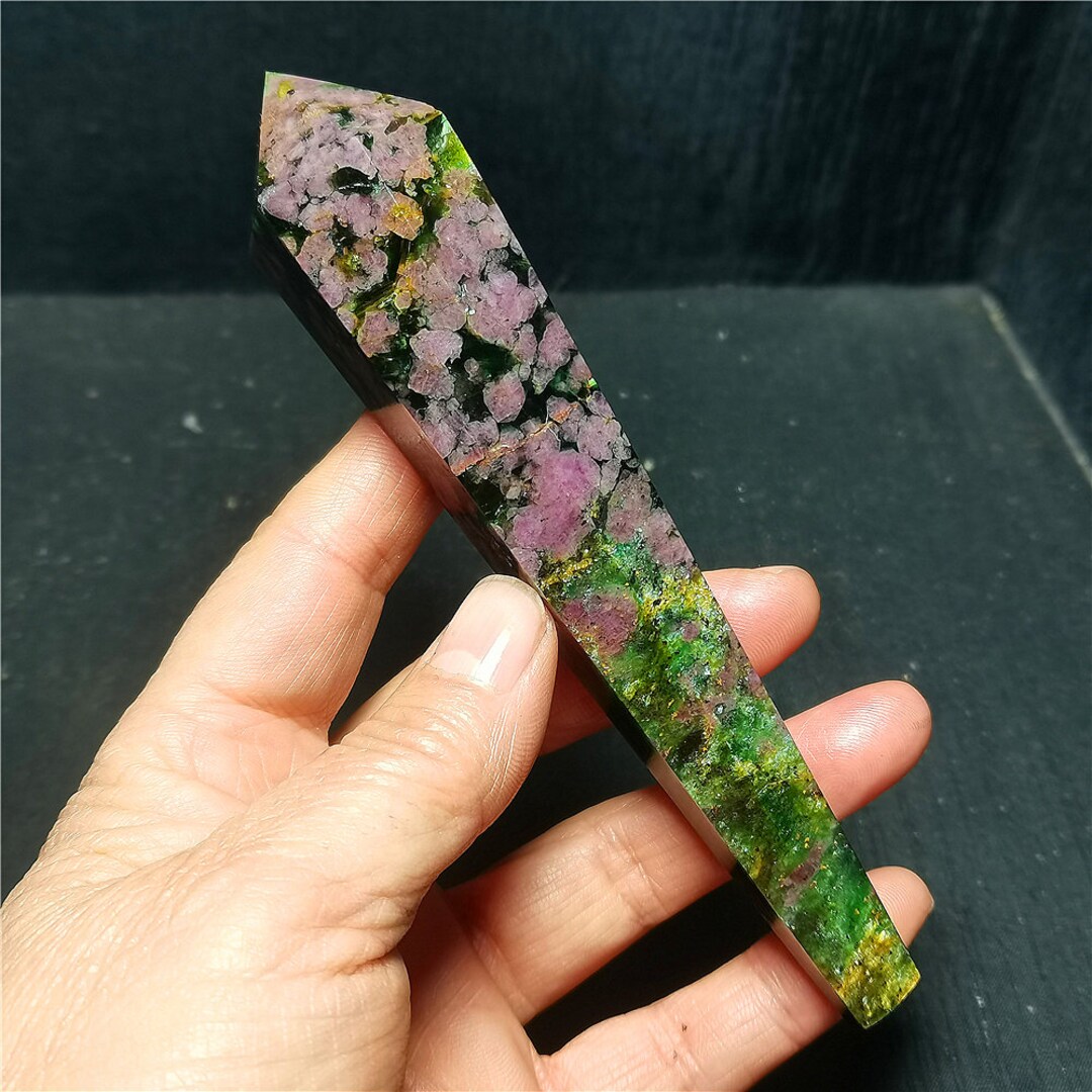 RARE Natural Polished Grandmother Green Ruby Crystal Mace Healing ...