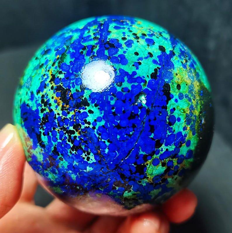 Blue Malachite Azurite Crystal Ball, Healing Stone, 65mm - Etsy