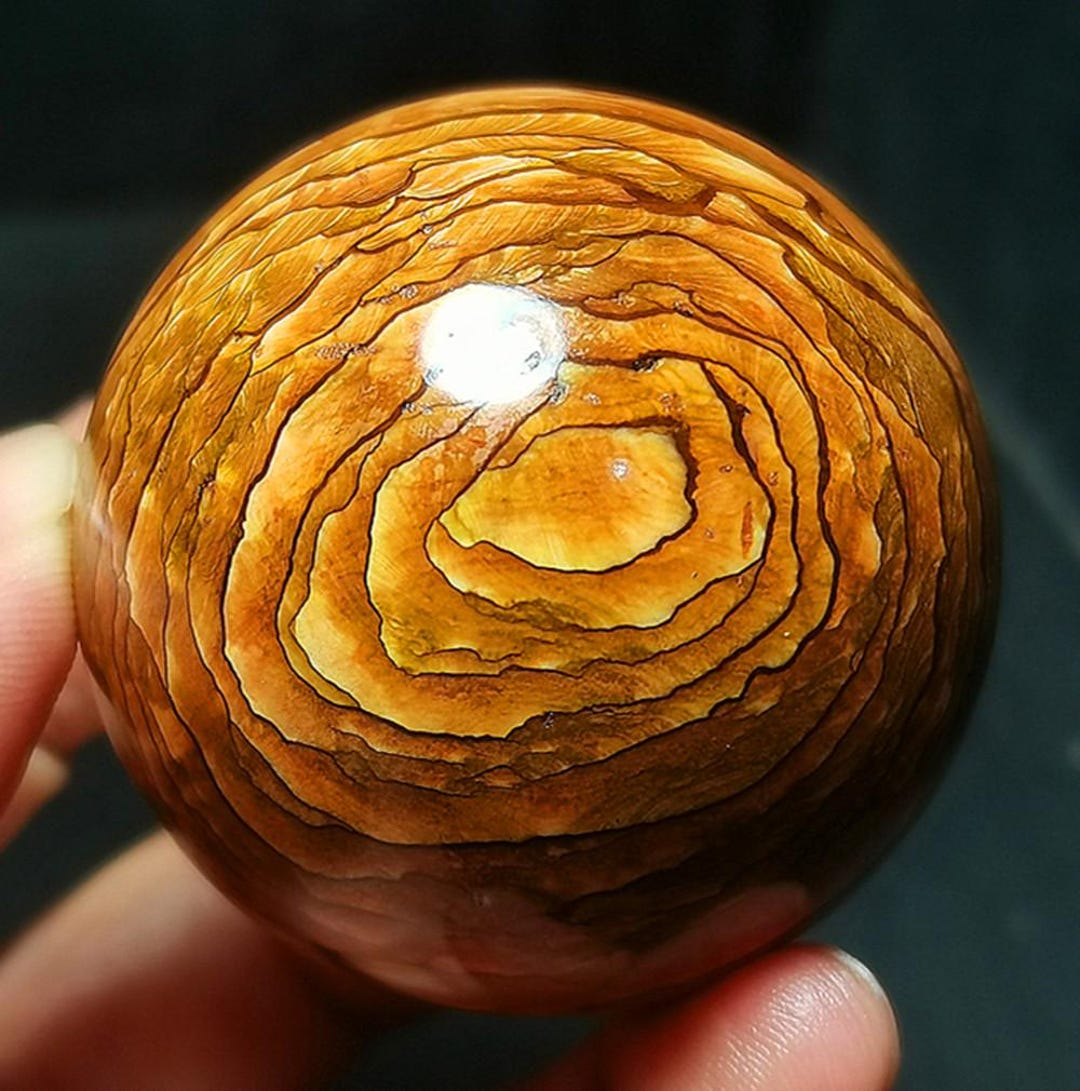TOP Natural Polished Wood Grain Stone Crystal Sphere Ball Healing ...