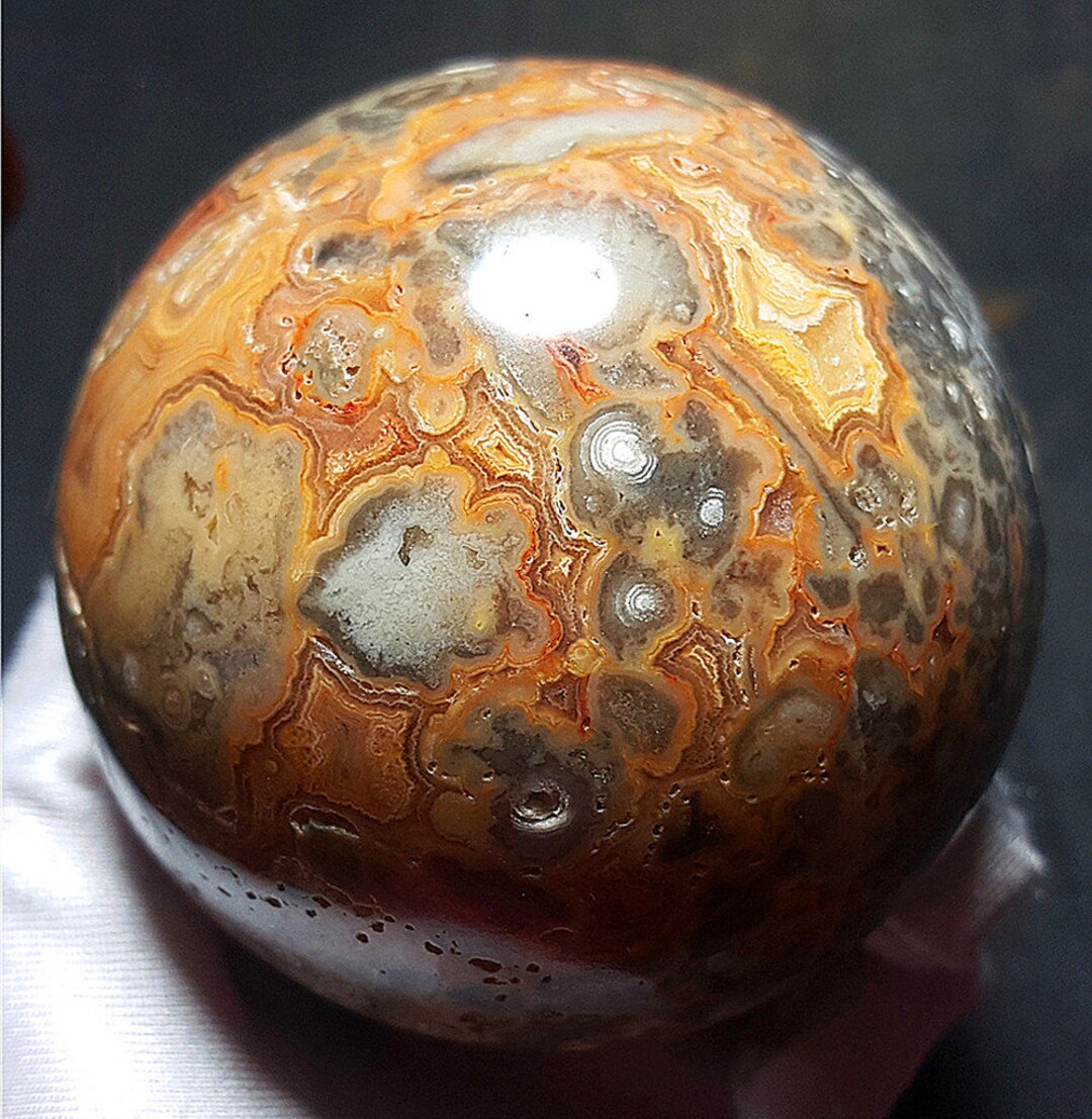 AAA Natural Polished Crazy Agate Crystal Sphere Ball Healing /palm ...