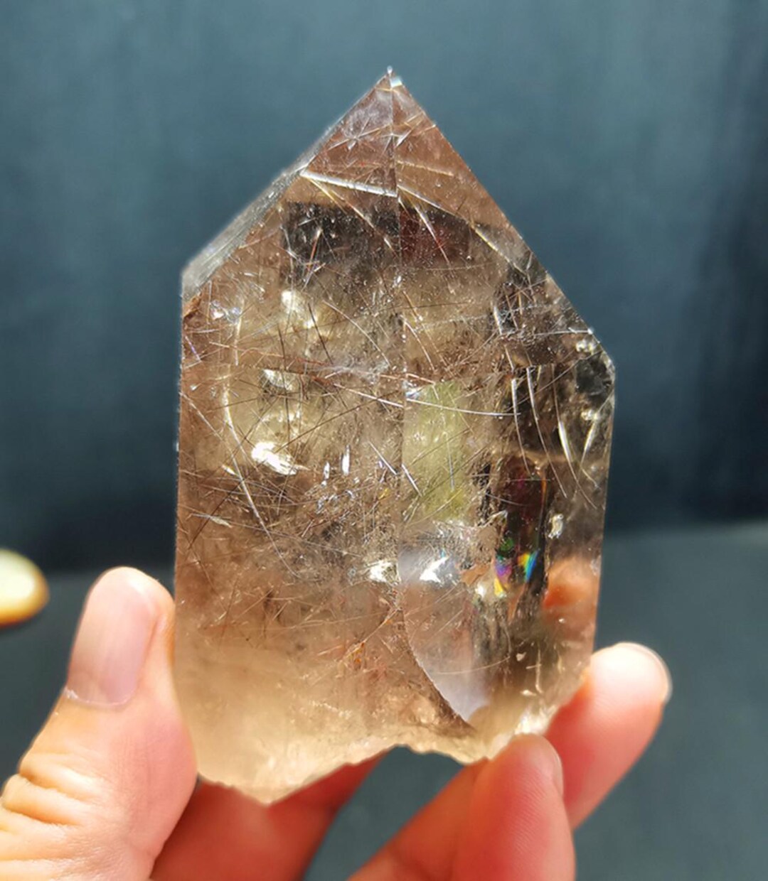 Natural Rutilated Quartz Point: Brown Tourmaline Crystal, Energy Stone ...