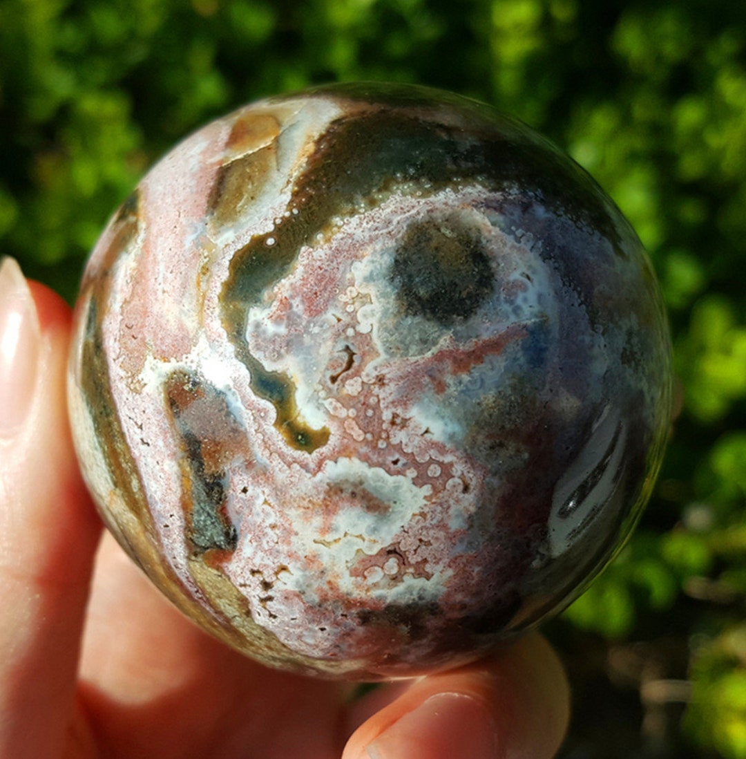 AAA Natural Large Ocean Jasper Ball Crystal Polished /palm Stones Ball ...