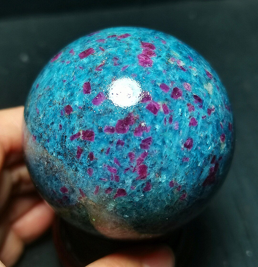 RARE Natural Red-blue-green Crystal and Ruby Symbiotic Crystal Ball ...