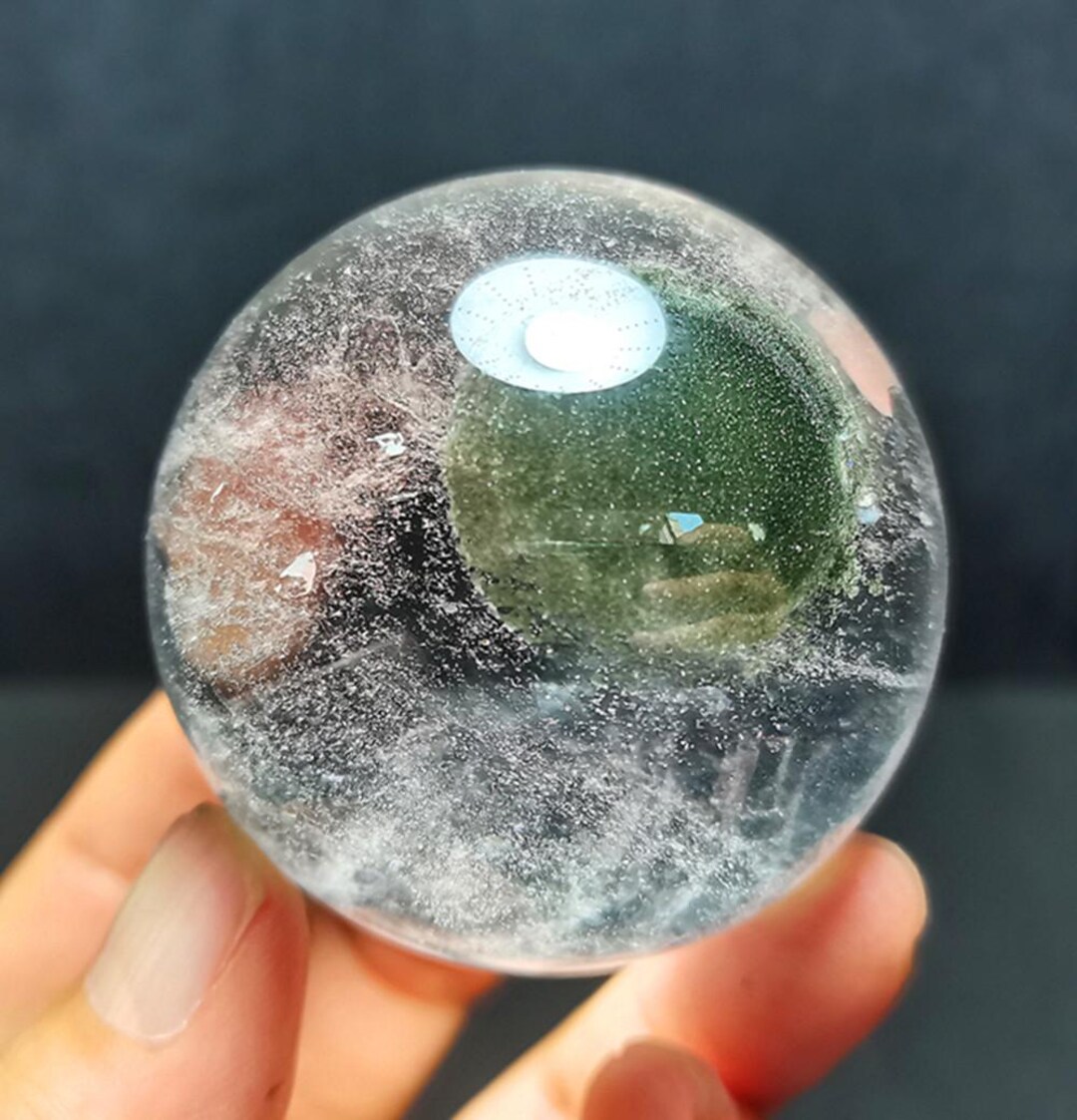 Natural Polished Green Ghost Phantom Eye Quartz Crystal Ball Healing ...
