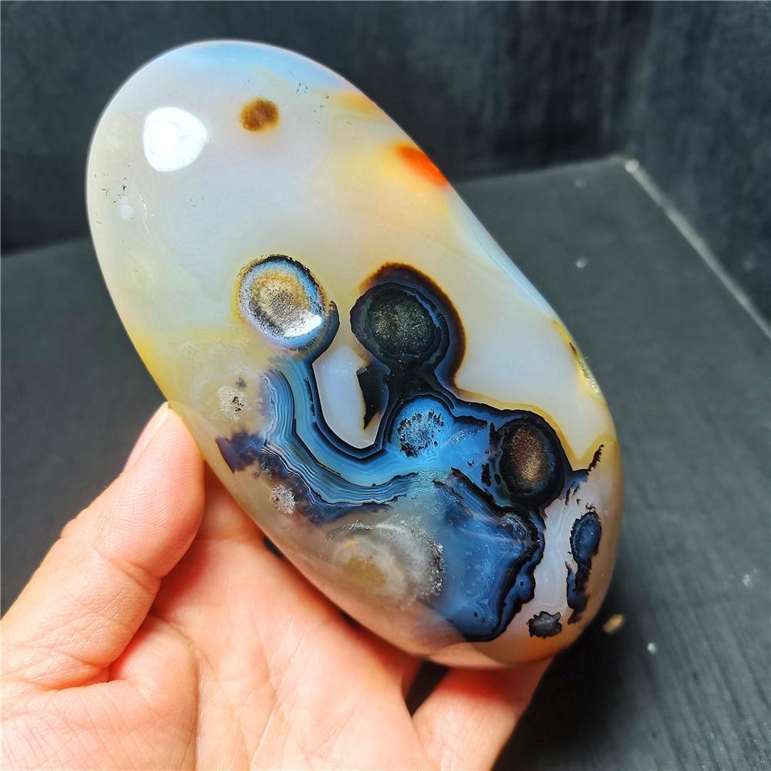 Polished Banded Lace Agate Crystal: Natural Aquatic Plants Stone - Etsy