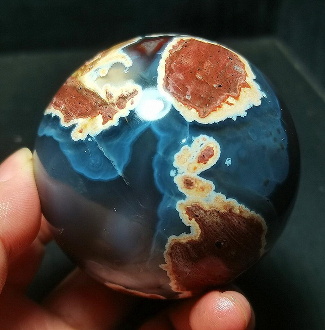 AAA Natural Polished Football Agate Crystal Sphere Ball Healing/palm ...