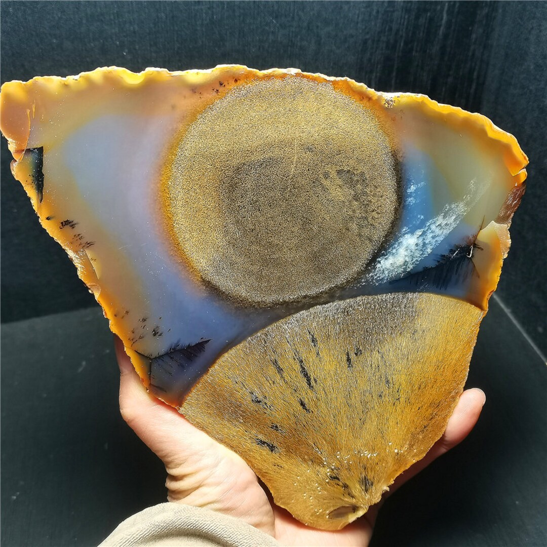 AAA Natural Beautiful Golden Hair Rutilated Quartz Crystal Flat Healing support/healing Agate ...